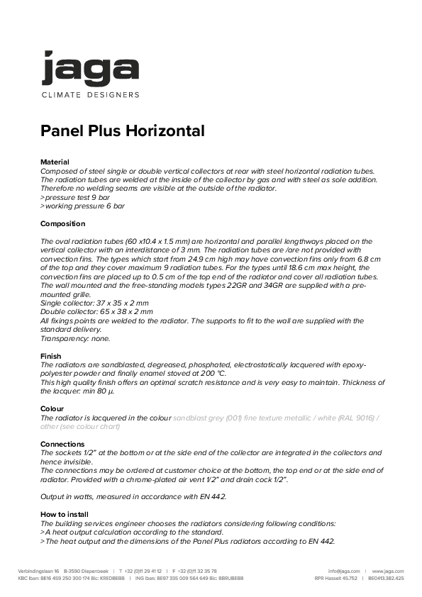 Panel Plus horizontal product description - Jaga